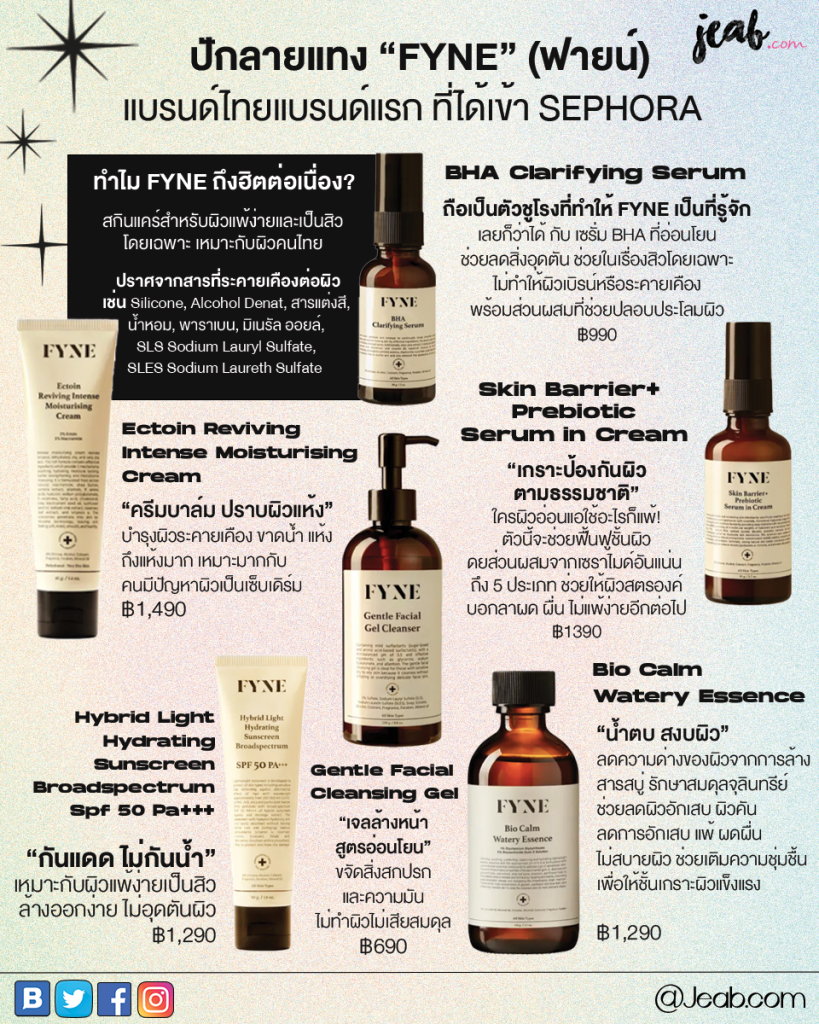 ปักลายแทง “FYNE” (ฟายน์) แบรนด์ไทยแบรนด์แรก ที่ได้เข้า "SEPHORA" - JEAB.com